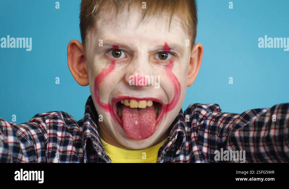 Halloween theme children celebrate. Portrait of a caucasian boy in a ...