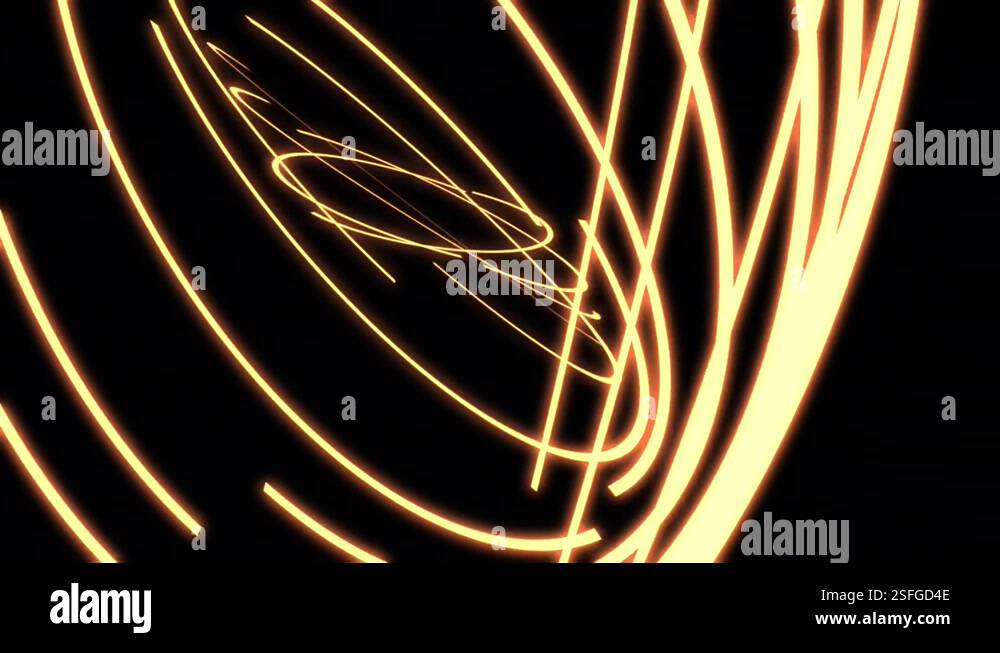 3D Streamline Drawing Yellow Bold VJ Loop Animation Background Stock ...