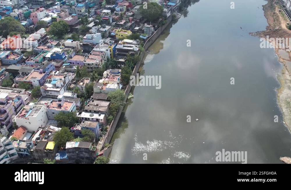 Aerial Footage of Cooum River Going Through Chennai City Slums shared ...
