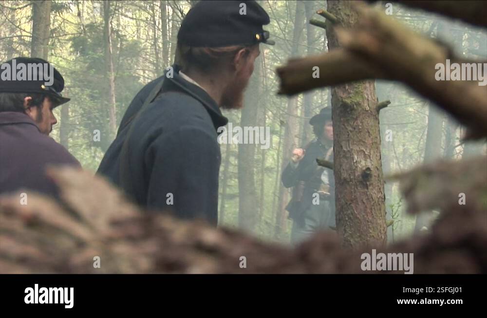 Civil War Battle "Combat Camera" with a Union Firing line digging ...