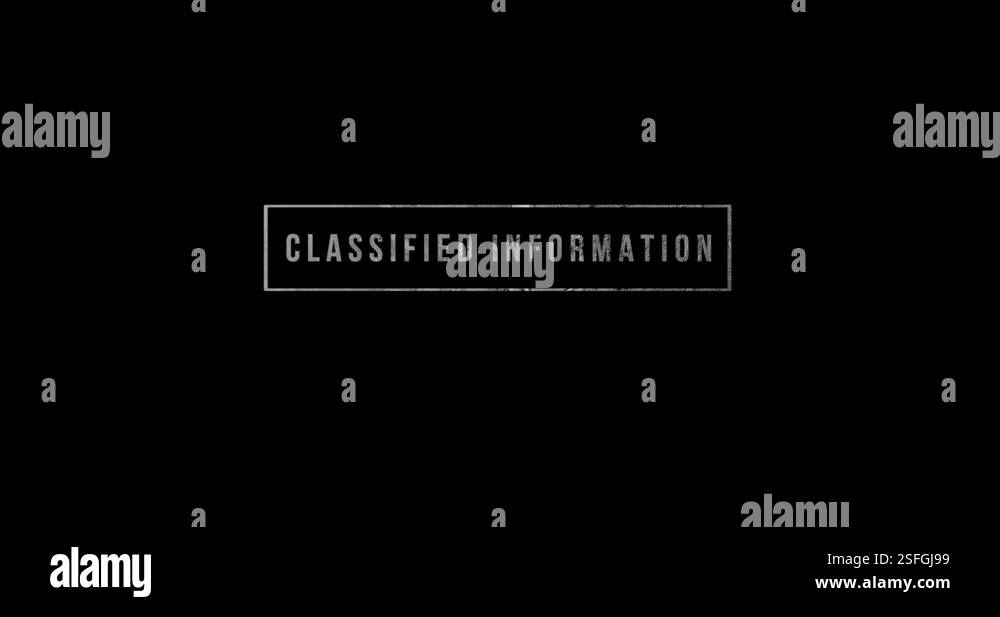 Stamp with the word Classified moving into the frame on black ...