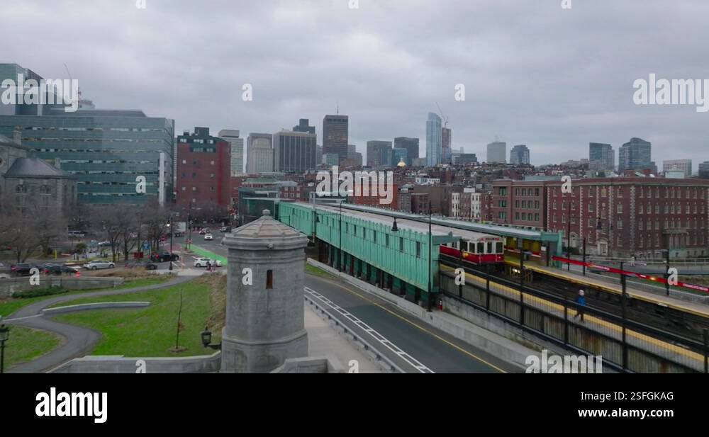 Forwards fly along train stop in city. Subway units driving on ...