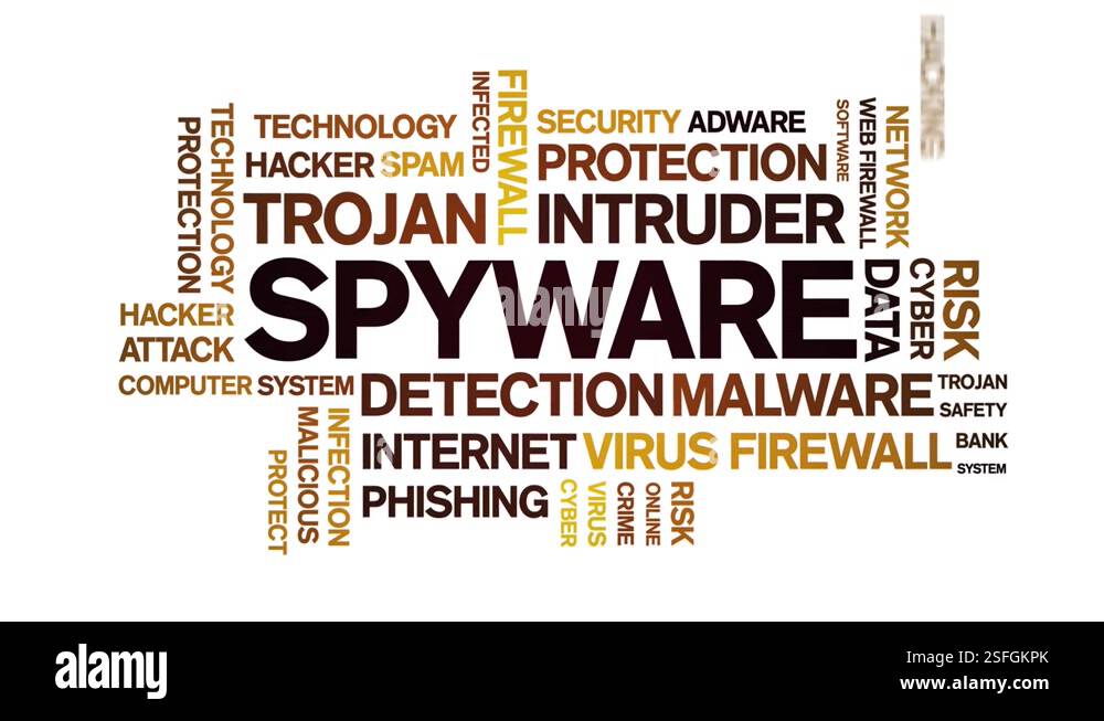 Spyware animated word cloud,animation tag kinetic typography seamless ...