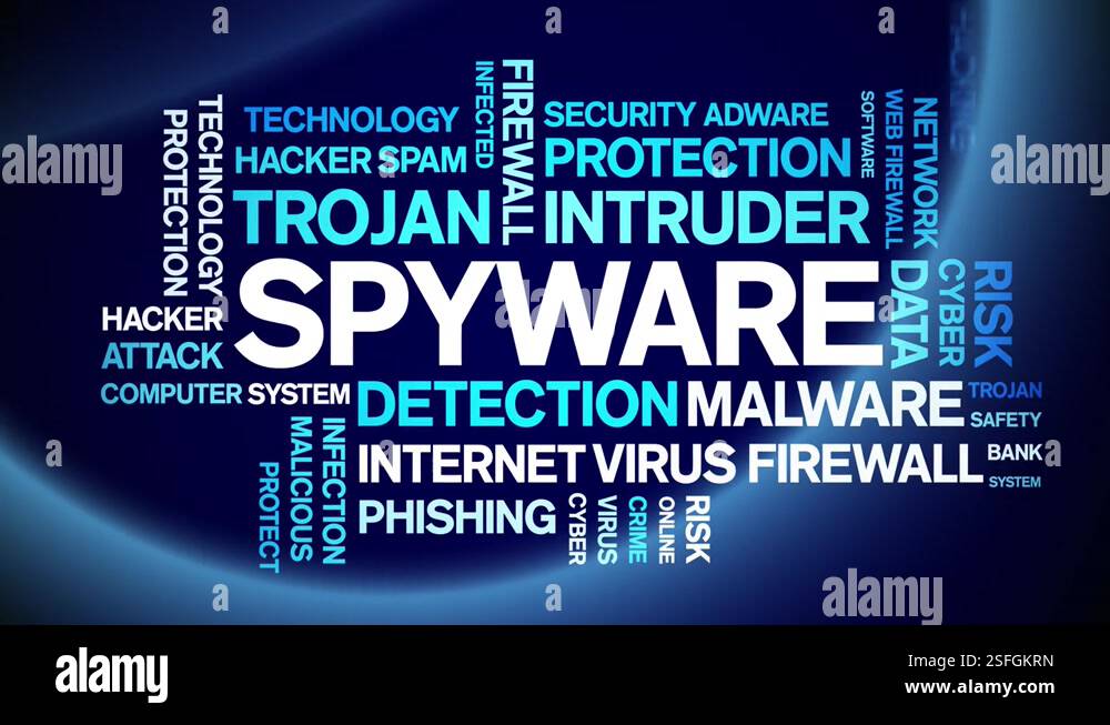 Spyware animated word cloud,animation tag kinetic typography seamless ...