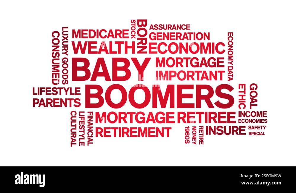 Baby Boomers animated word cloud,animation kinetic typography seamless ...
