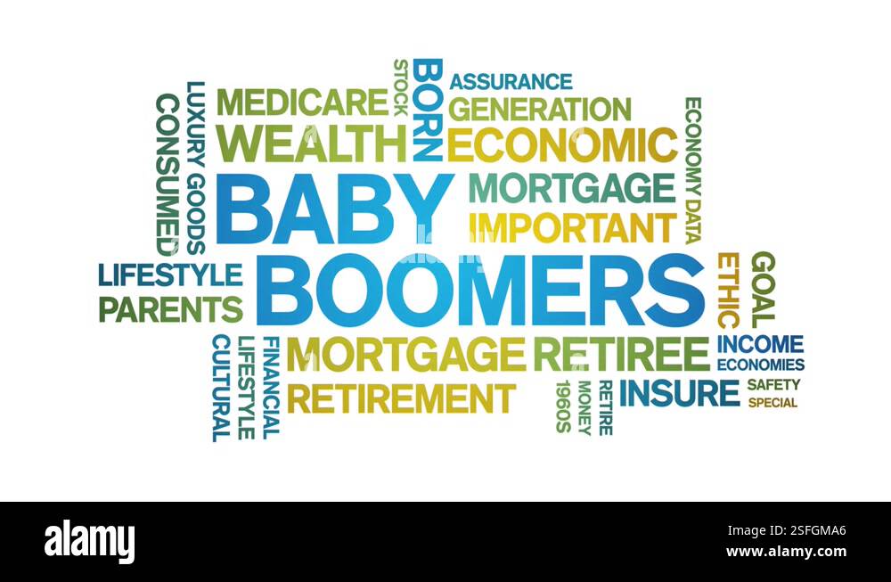 Baby Boomers animated word cloud,animation kinetic typography seamless ...
