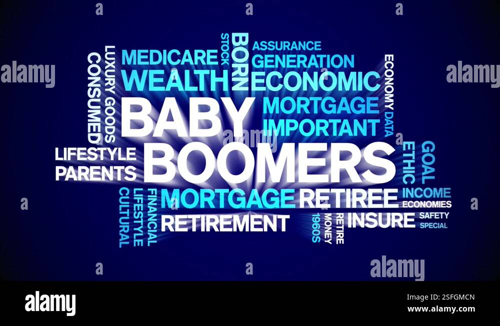 Baby Boomers animated word cloud,animation kinetic typography seamless ...