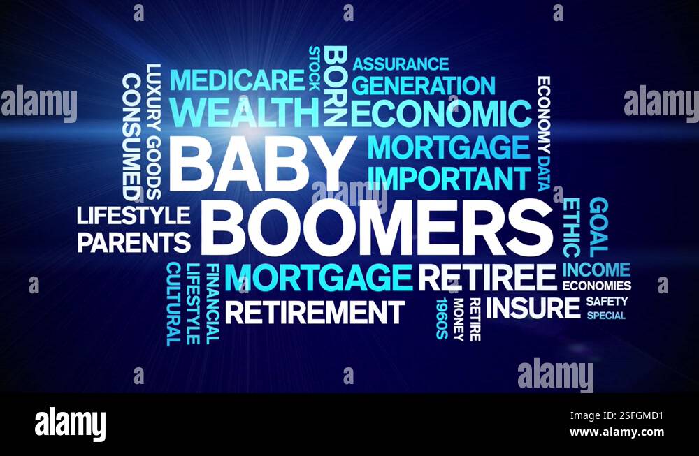 Baby Boomers animated word cloud,animation kinetic typography seamless ...