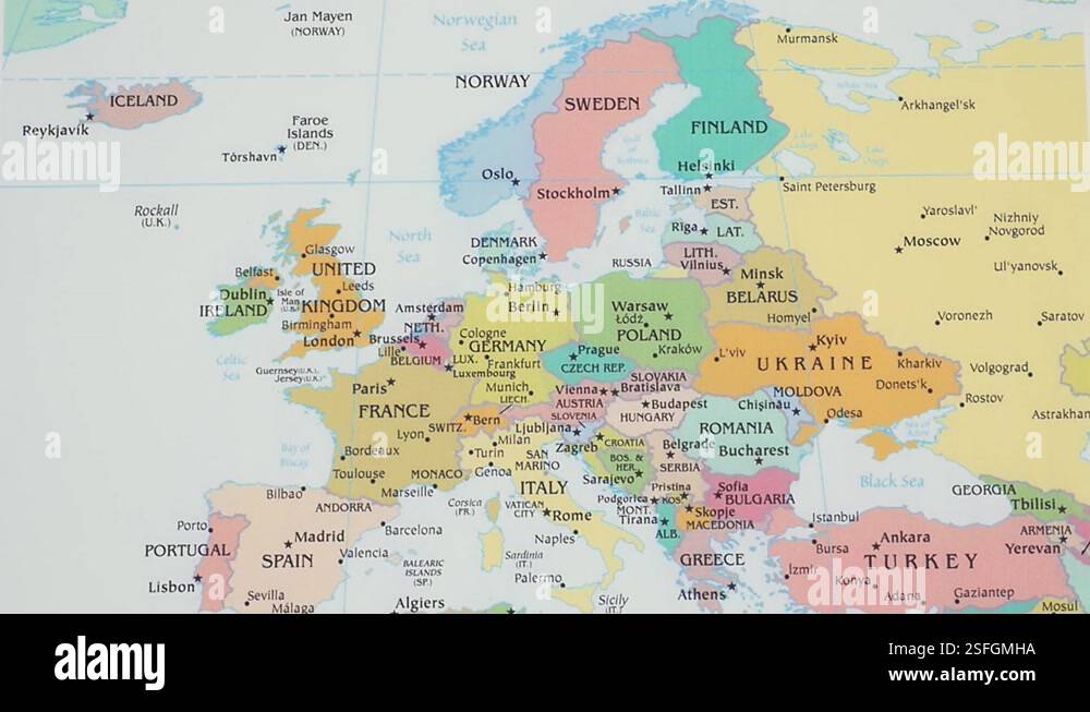 Toy plane over map of Europe Stock Video Footage - Alamy