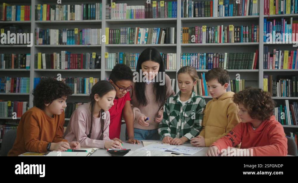 Asian teacher and children rejoice after completing project Stock Video ...