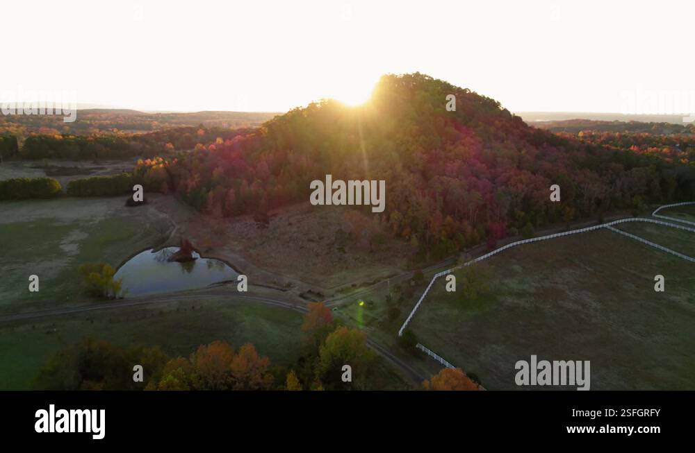 Aerial Shot Of Fences On Natural Hill Landscape, Drone Flying Over ...