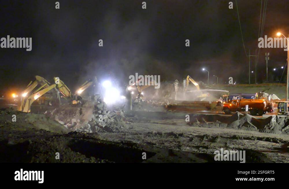 Excavators At Road Construction Work On Highway 401 In Canada In 2016 ...