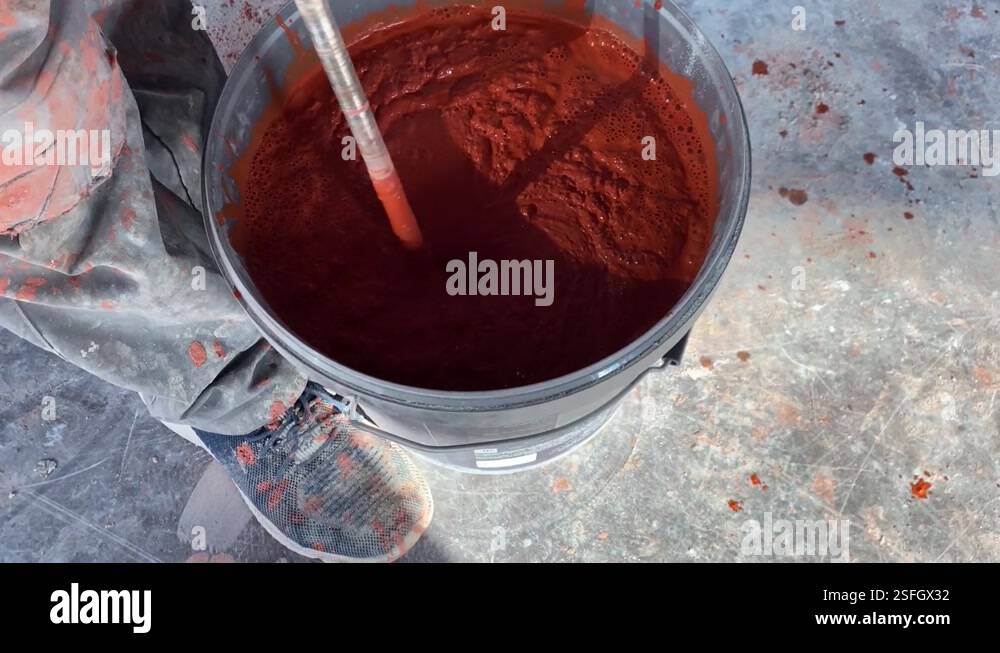 The process of combining the ingredients of the building mixture Stock ...