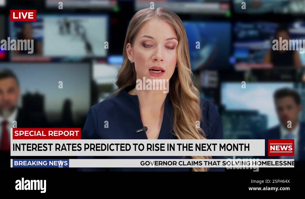 TV News Presenter Talk Ticker Stock Video Footage - Alamy