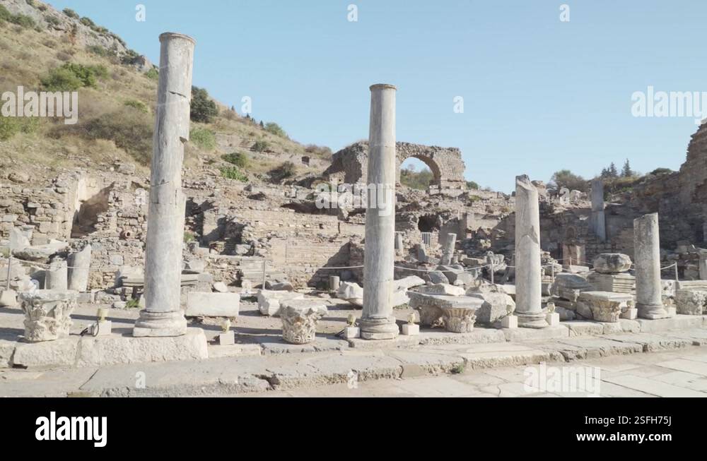 Awesome view of columns in Ephesus (Efes) at Turkey Stock Video Footage ...