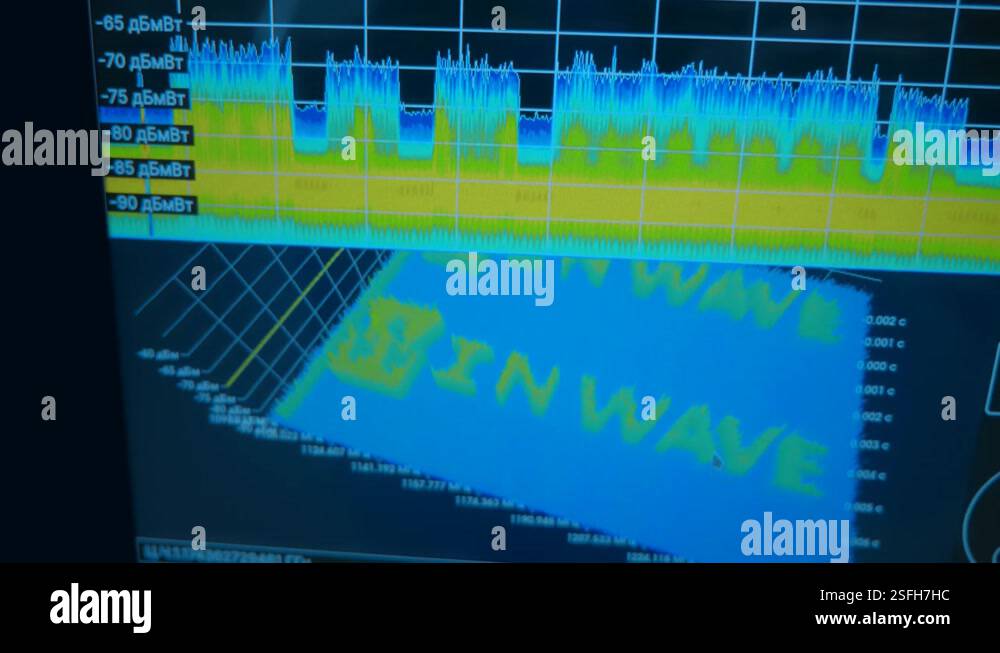 Spectrum on a graph on the screen of a device for scientific ...