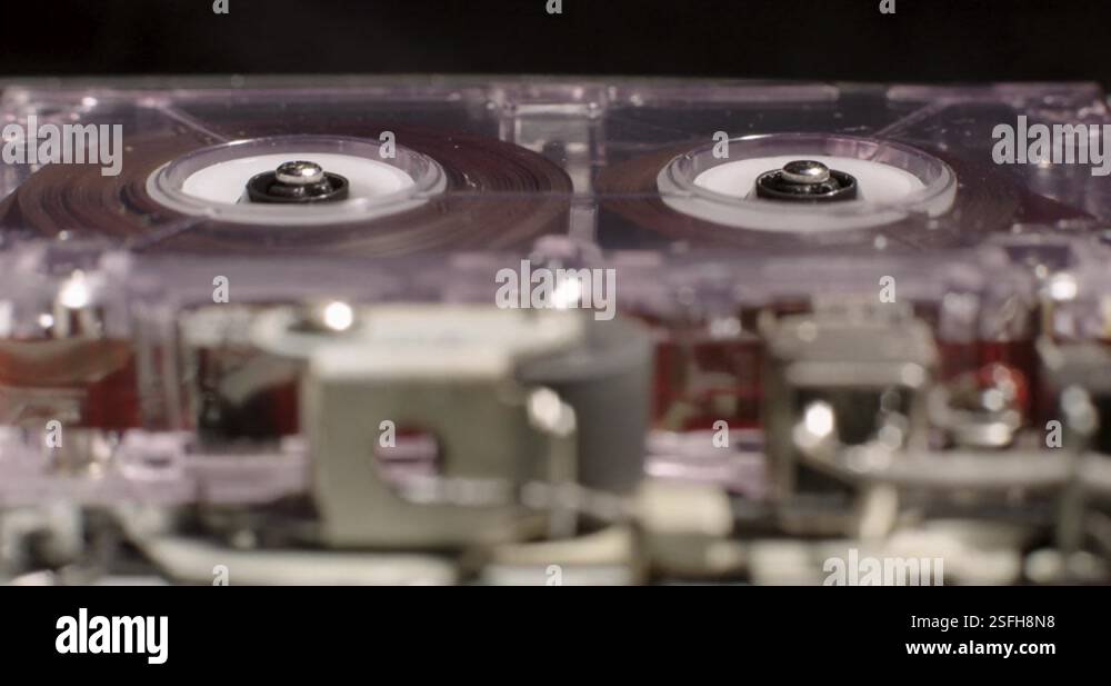 Microcassette Recorder Reels In Motion With Exposed Internal Components ...