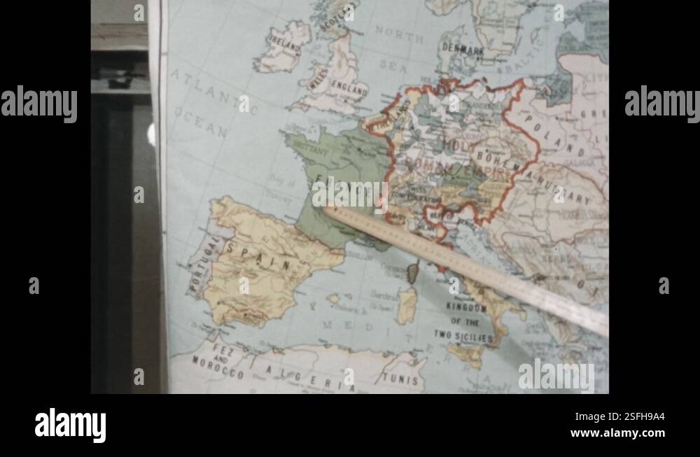 1950s: map of Europe with Holy Roman Empire outlined in red, meter ...
