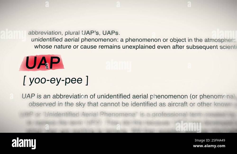 The Word UAP Red Highlighted in a Dictionary Animation Stock Video Footage - Alamy