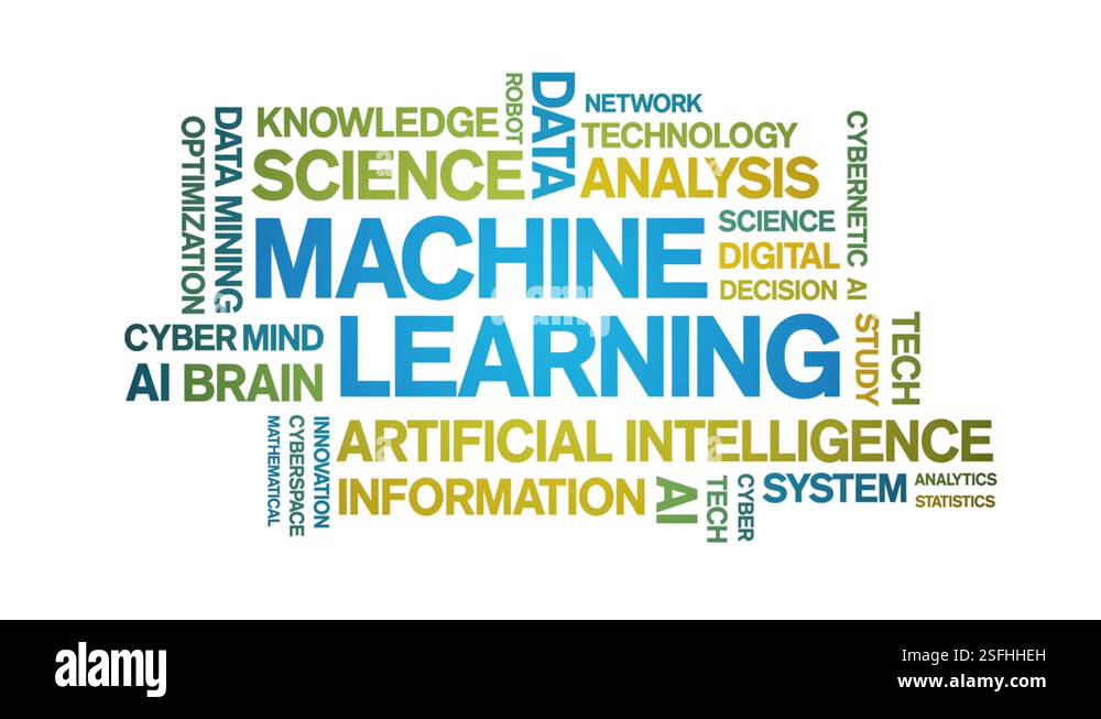 Machine Learning animated word cloud,animation kinetic typography seamless loop Stock Video ...