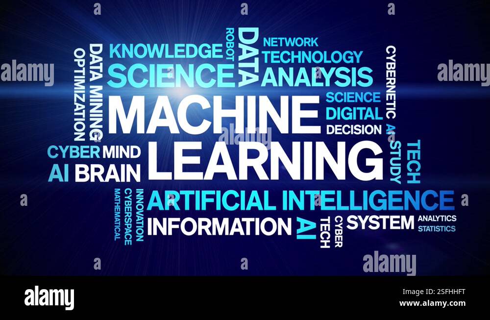 Machine Learning animated word cloud,animation kinetic typography seamless loop Stock Video ...