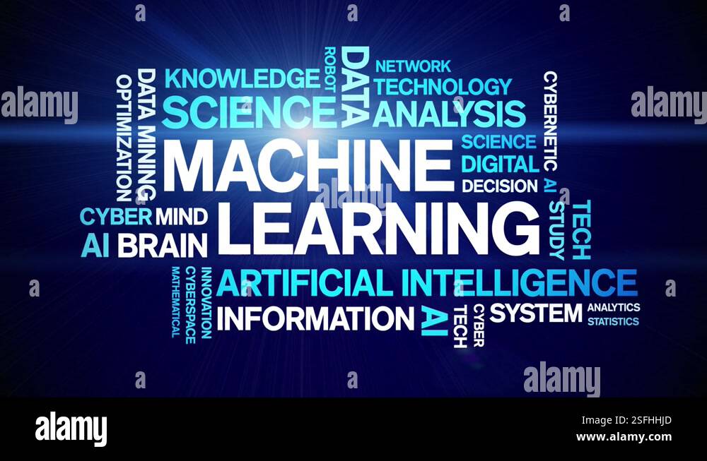 Machine Learning animated word cloud,animation kinetic typography seamless loop Stock Video ...