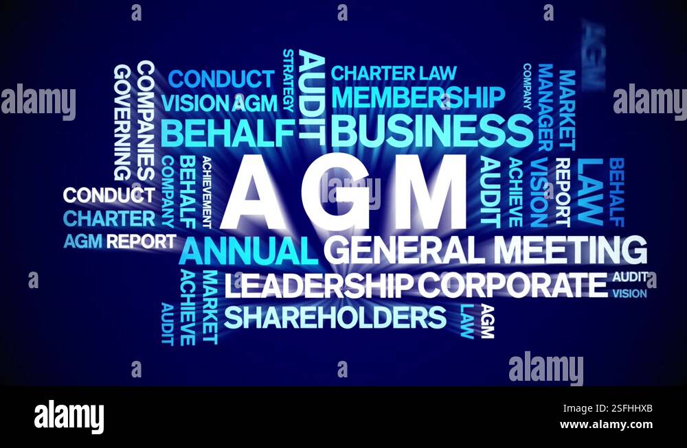 AGM - Annual General Meeting acronym word cloud,animation kinetic ...