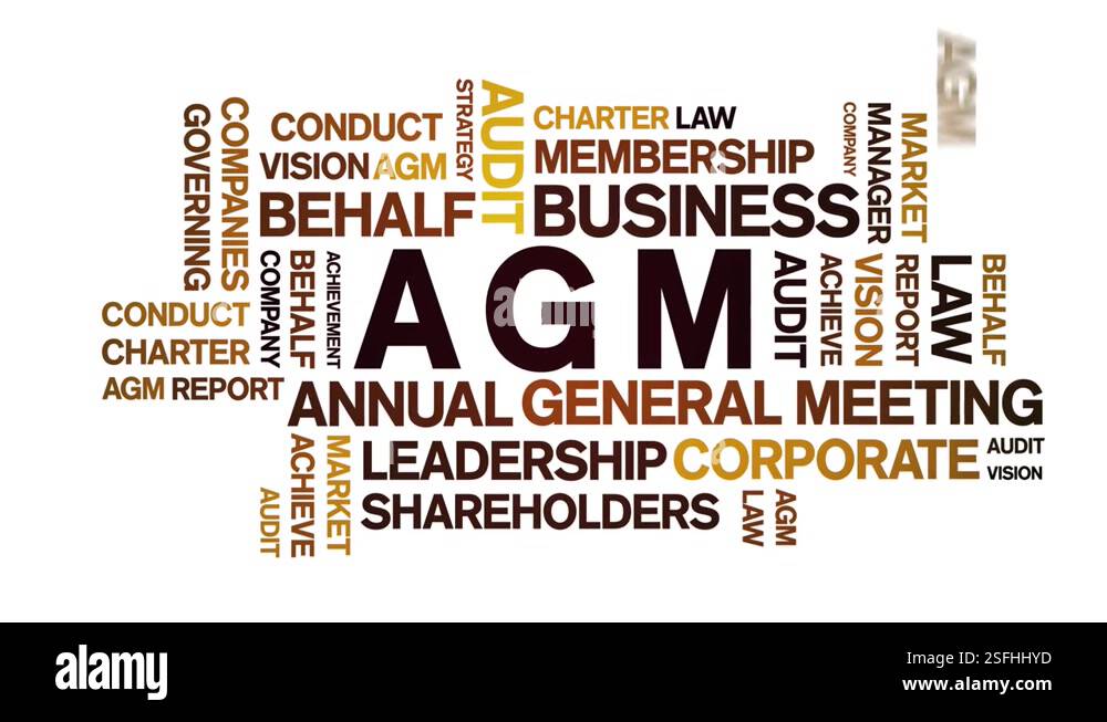 AGM - Annual General Meeting acronym word cloud,animation kinetic ...