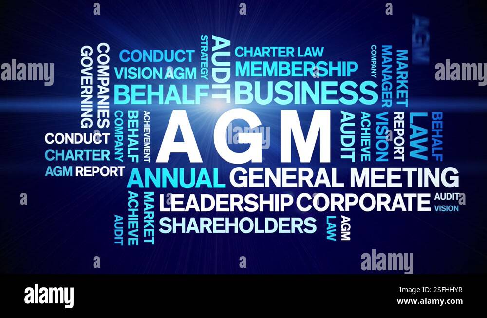 AGM - Annual General Meeting acronym word cloud,animation kinetic ...