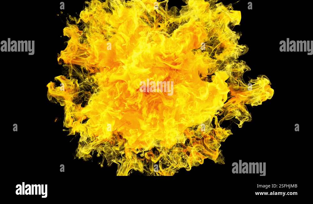 Yellow Color burst smoke powder shockwave explosion fluid ink particles ...