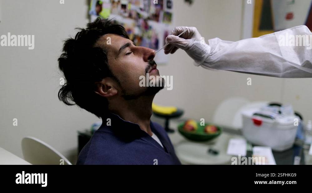 Person having COVID nose test PCR procedure Stock Video Footage - Alamy