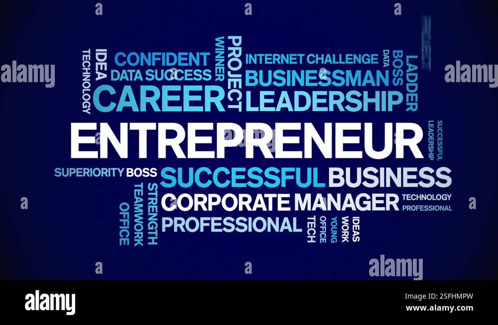 Entrepreneur animated word cloud,animation kinetic typography seamless ...