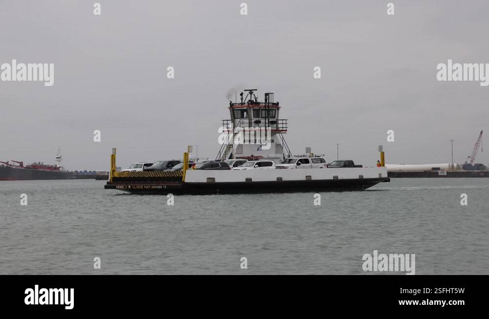 Ferry boat vehicles Port Aransas bay Texas track part 2 8K Stock Video ...