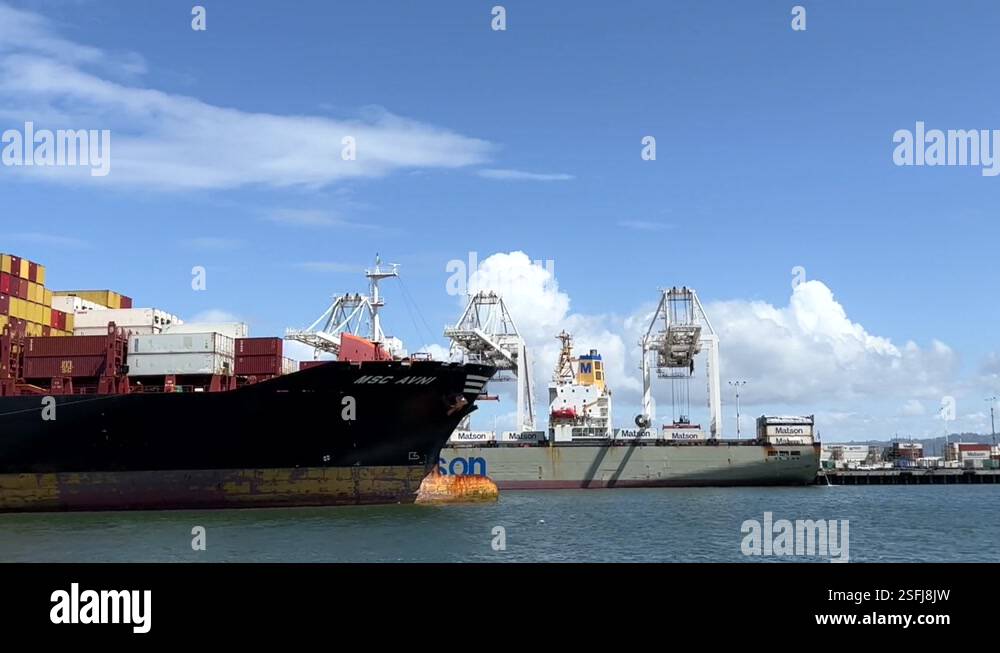 4K HD Video cargo ship MSC AVNI entering the Port of Oakland Stock ...