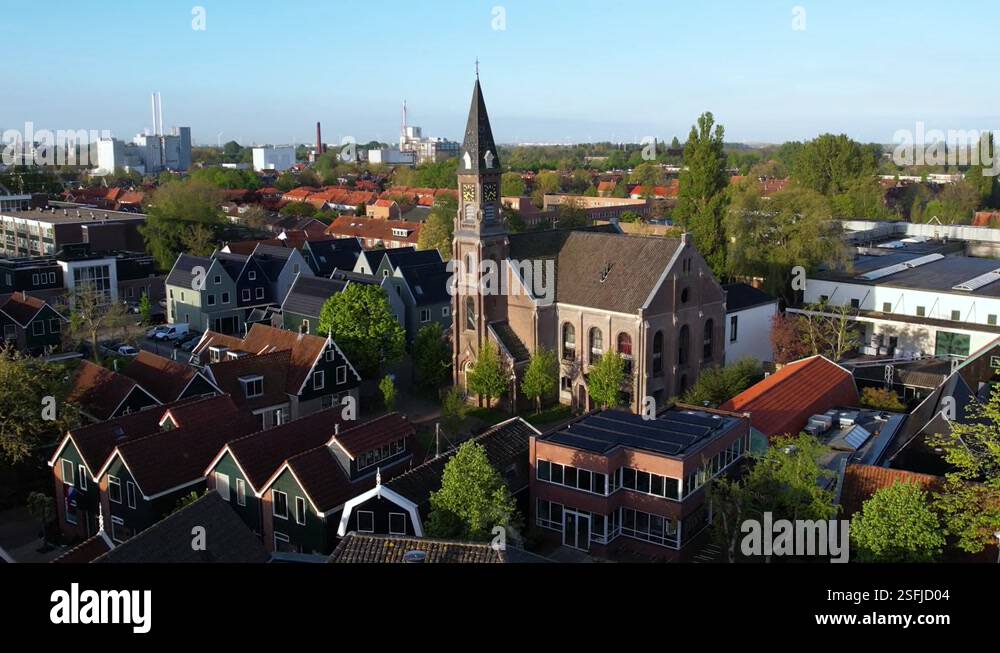 Windmills at Zaanse Schans, aerial view. Famous place to visit in ...