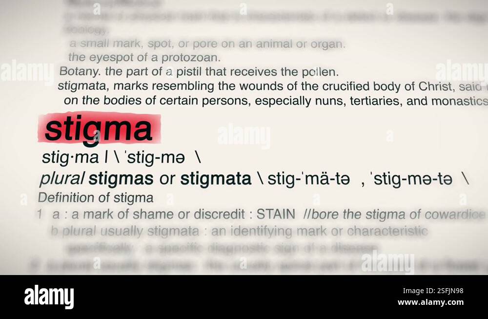 The Word Stigma Red Highlighted in a Dictionary Animation Stock Video ...