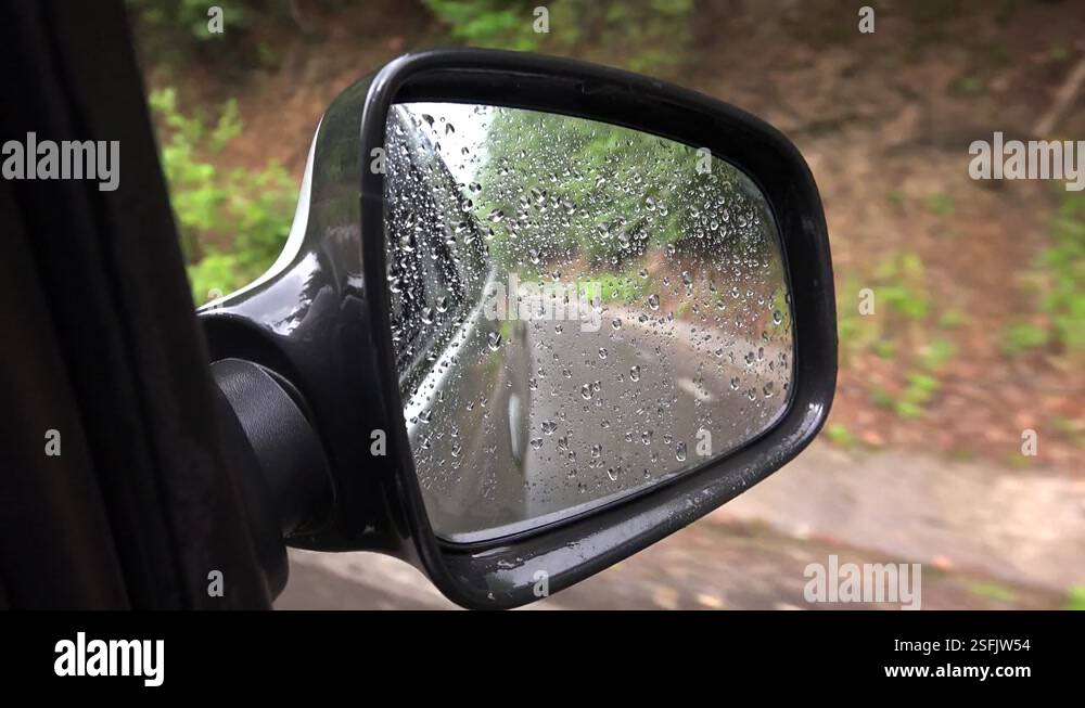 Traffic Car in Rain on City Road, Driver Driving Auto in Heavy Storm on ...