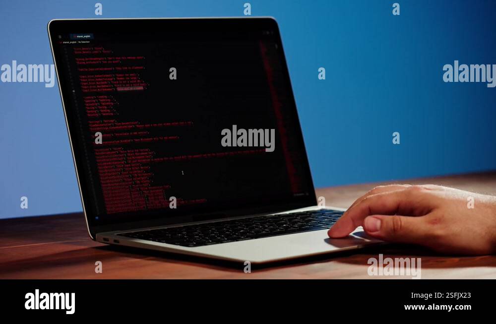 Programmer using laptop. Program code and script data on the screen close-up Stock Video Footage ...