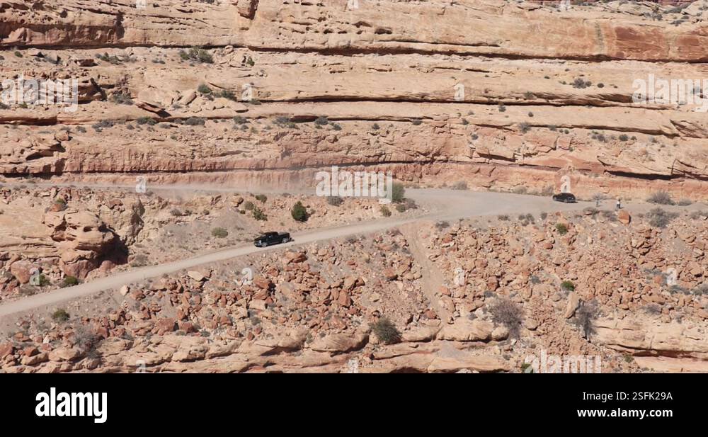 Moki Dugway steep mountain road dust storm Utah part 4 4K Stock Video ...