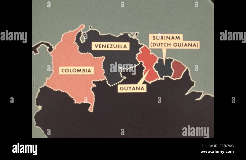1950s: Names of countries appear on map of South America. Torrid Zone ...