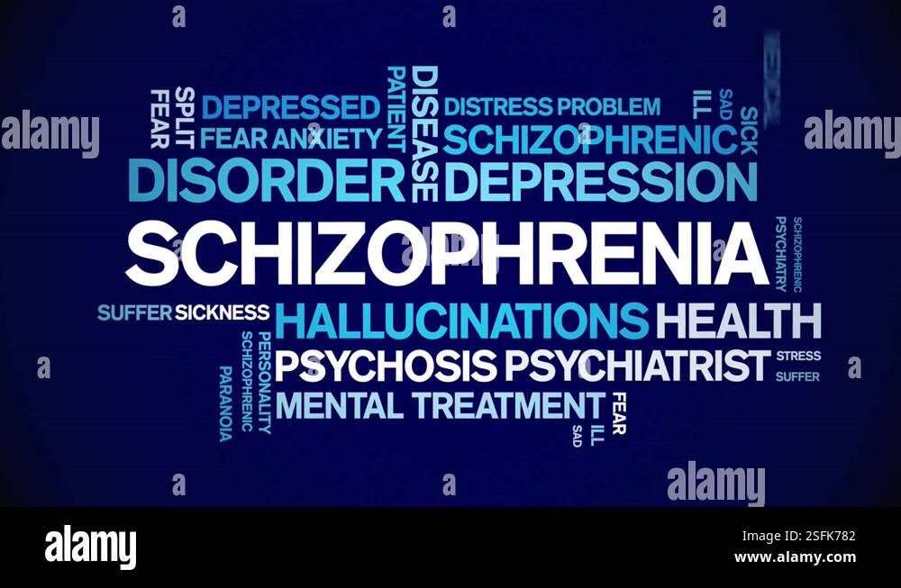 Schizophrenia animated word cloud,animation kinetic typography seamless ...