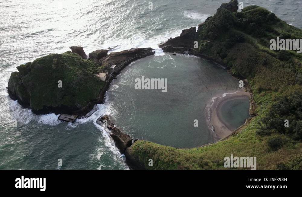 Crater of an old underwater volcano. Vila Franca do Campo in the Azores ...