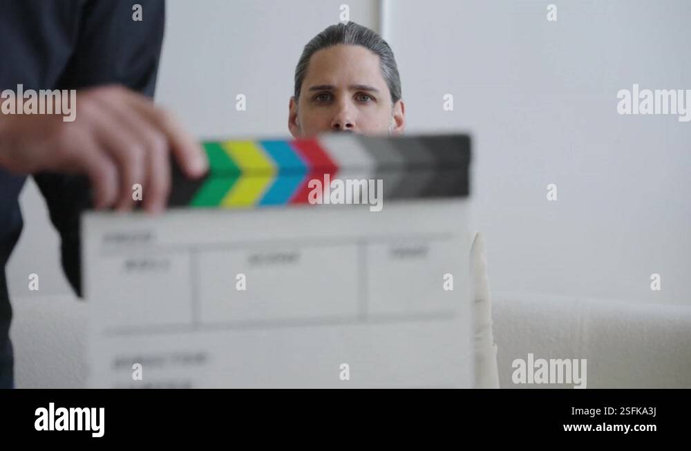 Video Production Movie Slate Being Using in Front of Business Man on ...