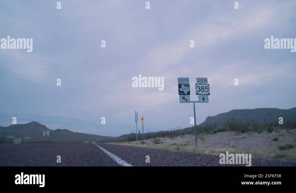 West Texas Highway at Blue Hour 4K Left to Right Dolly Wide Angle Stock ...
