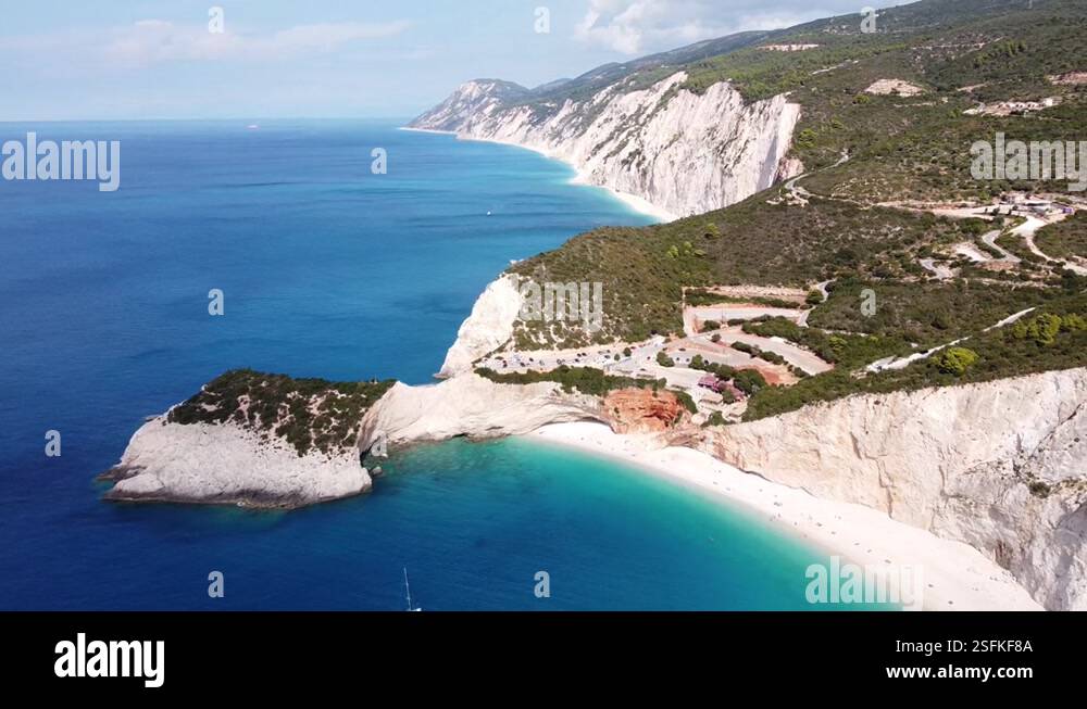 Boats Floating at Porto Katsiki Beach, Lefkada Island, Greece ...