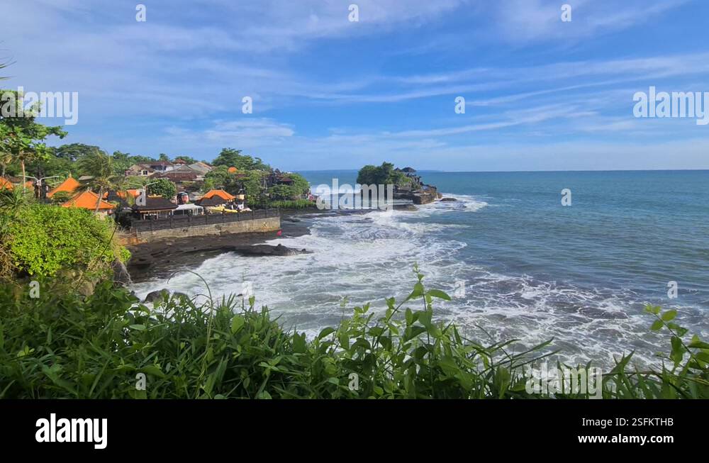 Tanah Lot Ancient Hindu Temple on Rock by Coast of Bali Island ...