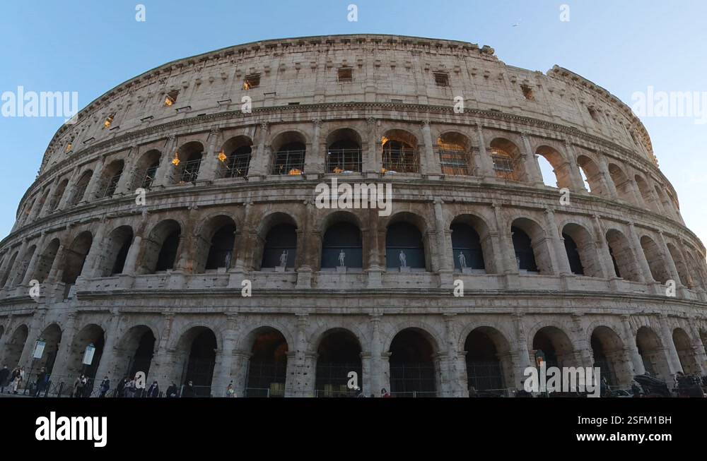Looking up to the colosseum, wide angle. Famous landmark, Rome, Italy ...