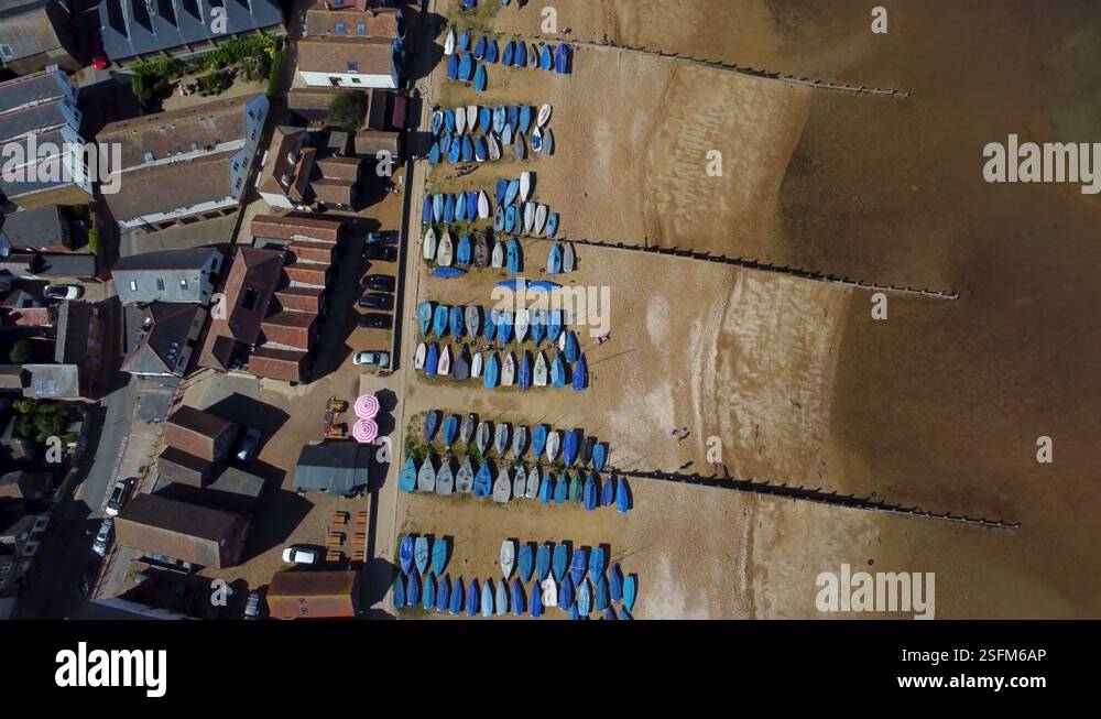 An birds eye view of the Whitstable beach, with the tide out showing ...