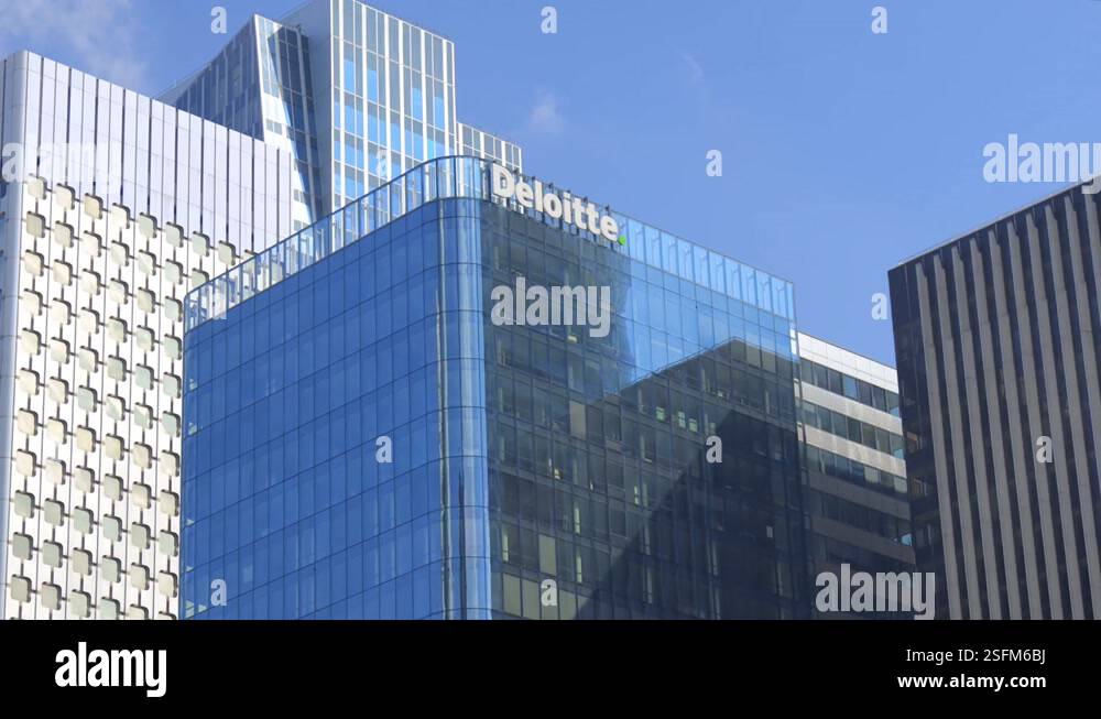 Deloitte headquarters tower in La Defense business district in Paris ...