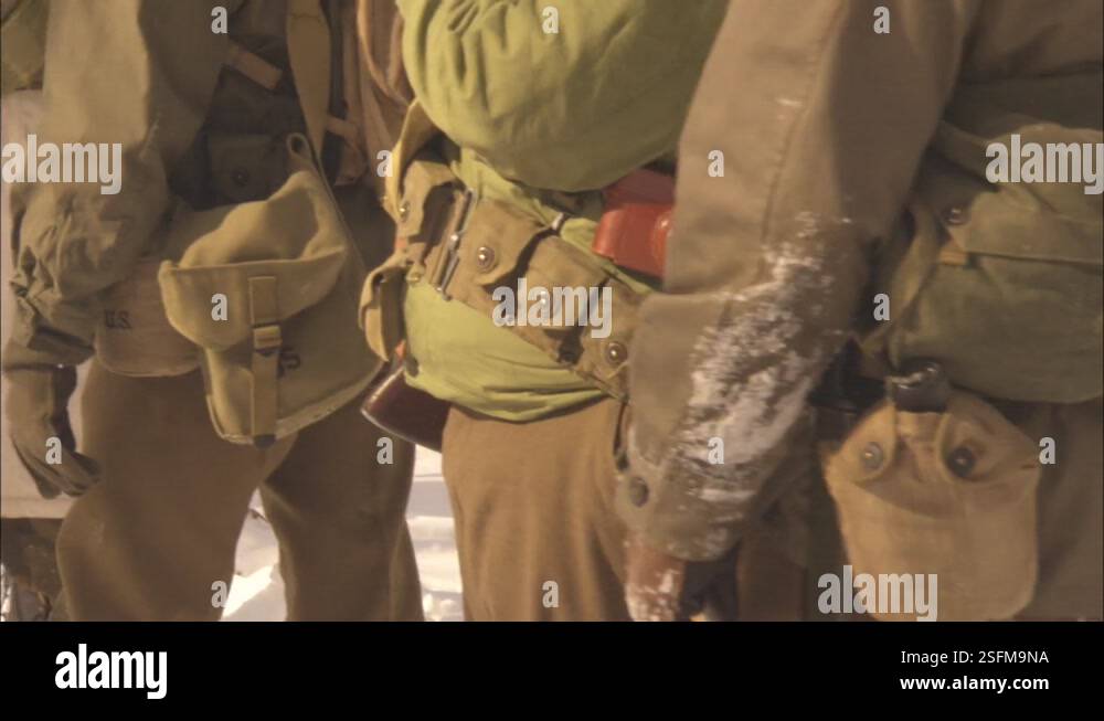 WW2 U.S. Army G.I.s - Battle of the Bulge recreation in deep winter ...